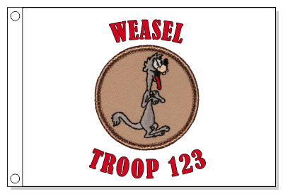 Cartoon Weasel Patrol Flag — Eagle Peak Store