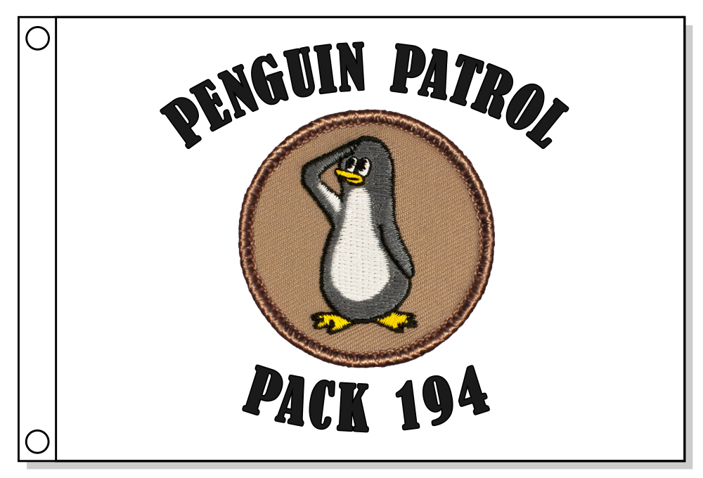 Saluting Penguin Patrol Flag — Eagle Peak Store